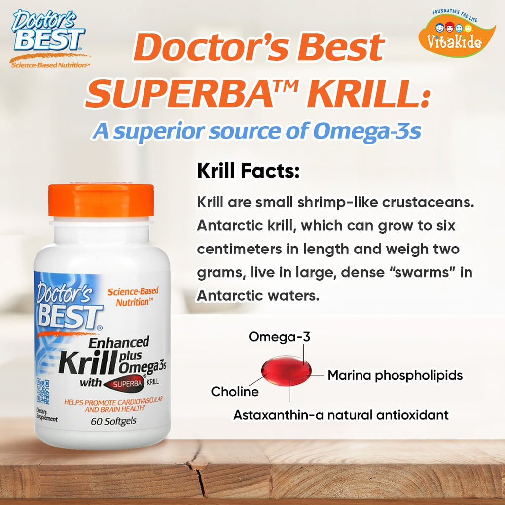 Doctor's Best Enhanced Krill + Omega 3s with Superba Krill, 60 sgls ...