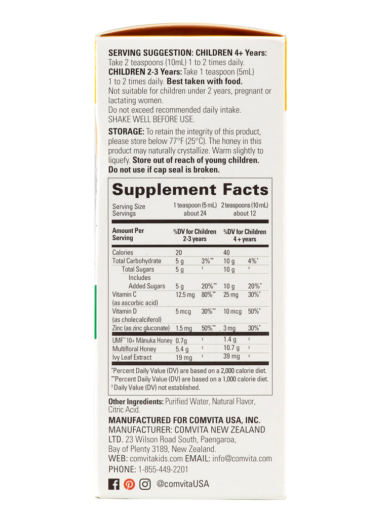 Comvita Kids Day-Time Soothing Syrup- Orange Flavour, 118 ml ...